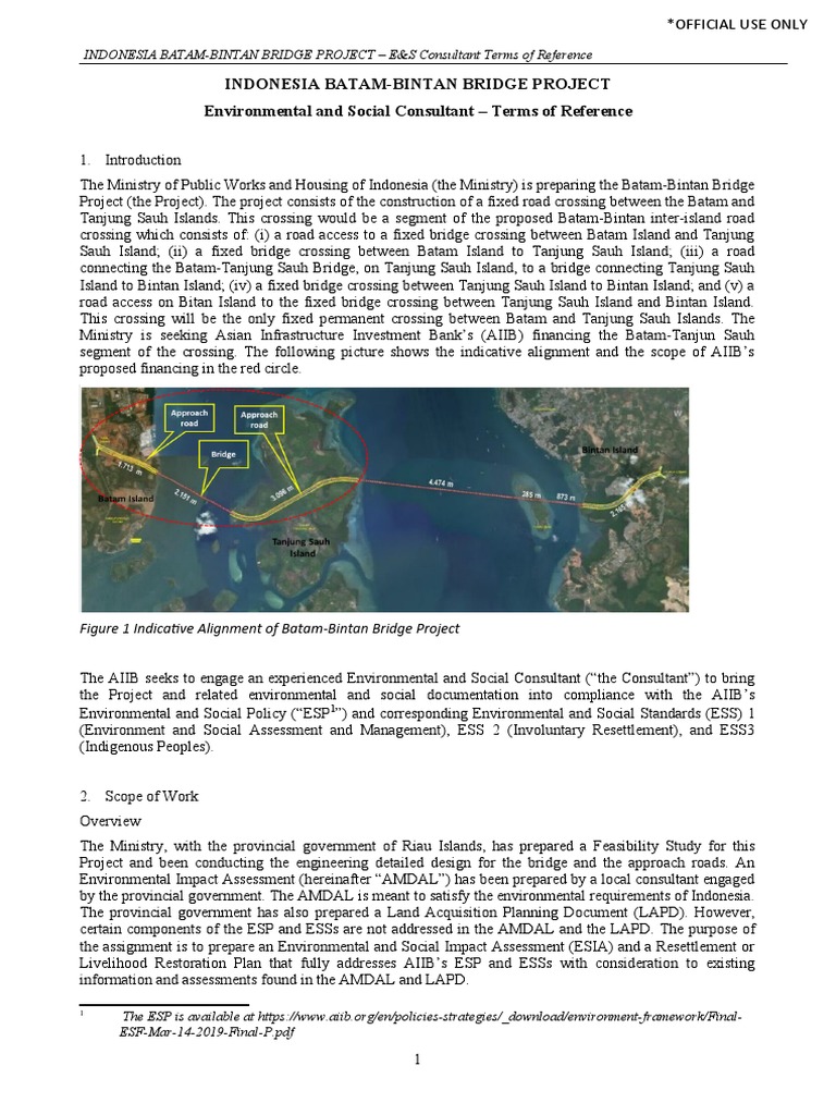 Indonesia Batam-Bintan Bridge Project ES Consultant ToR - May 2022 ...