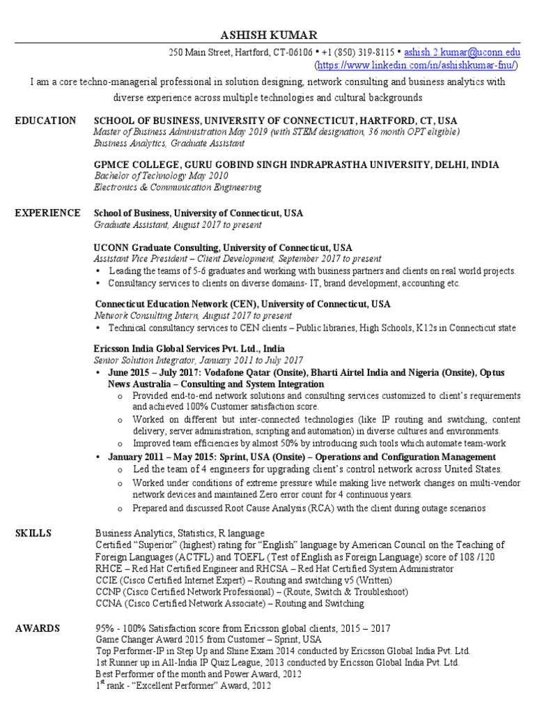 Ashish Kumar Resume | Download Free PDF | Cisco Certifications | Computer Networking