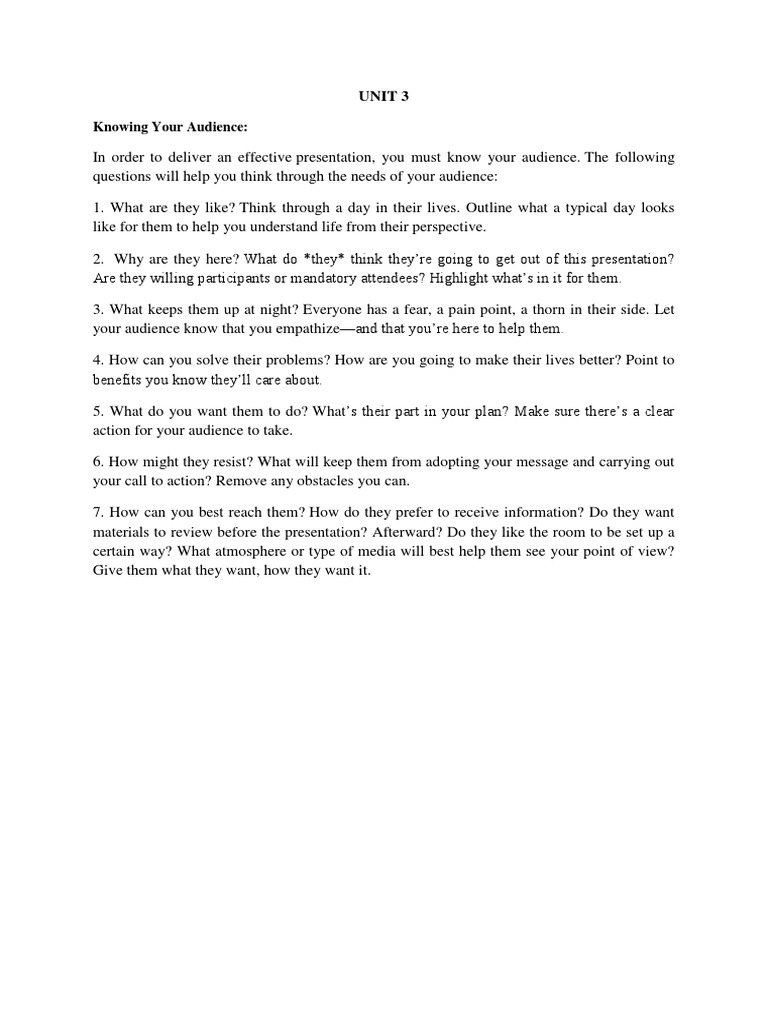 UNIT 3 Presentation Skills | PDF | Public Speaking | Communication