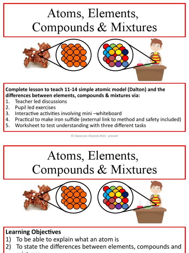 Atoms, Elements, Compounds and Mixtures | PDF | Chemical Compounds ...