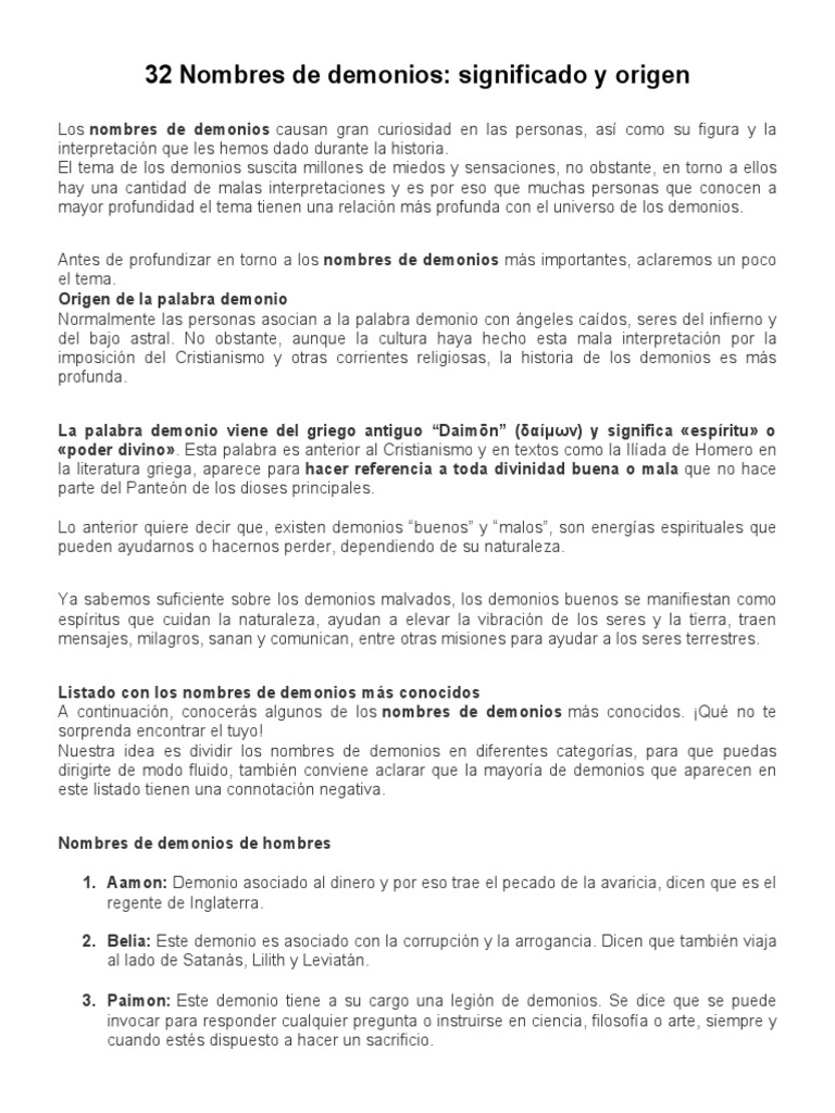 32 Nombres de Demonios | PDF | Demonios | Satán
