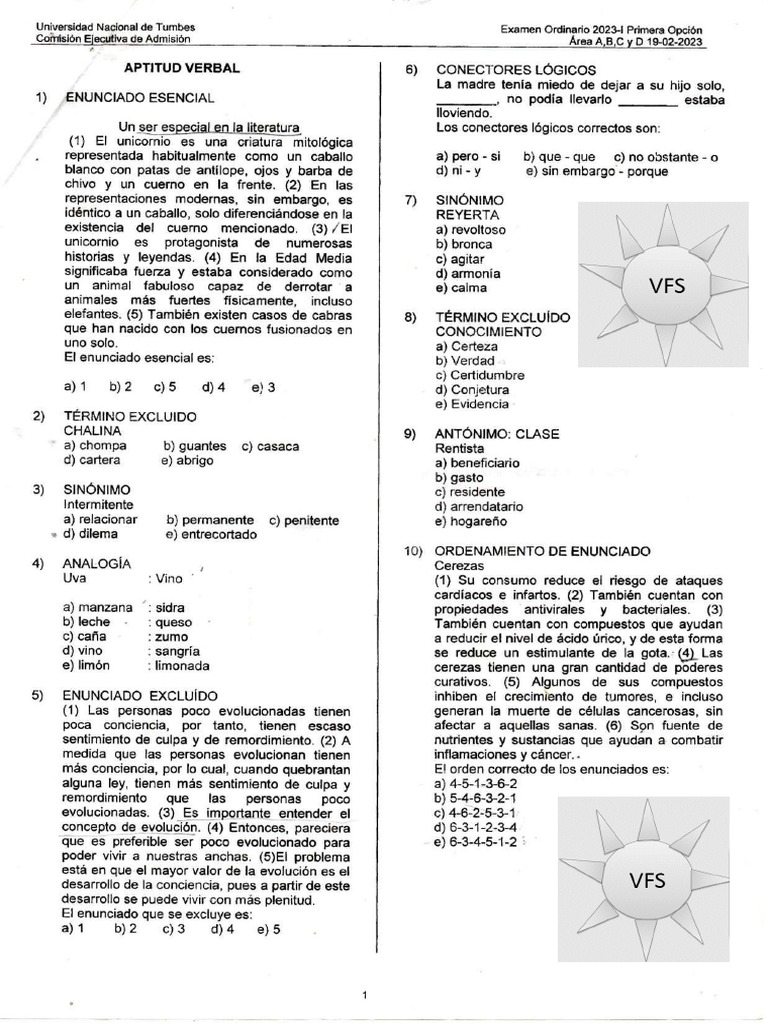 Examen de Admision - 2023 I PDF | PDF