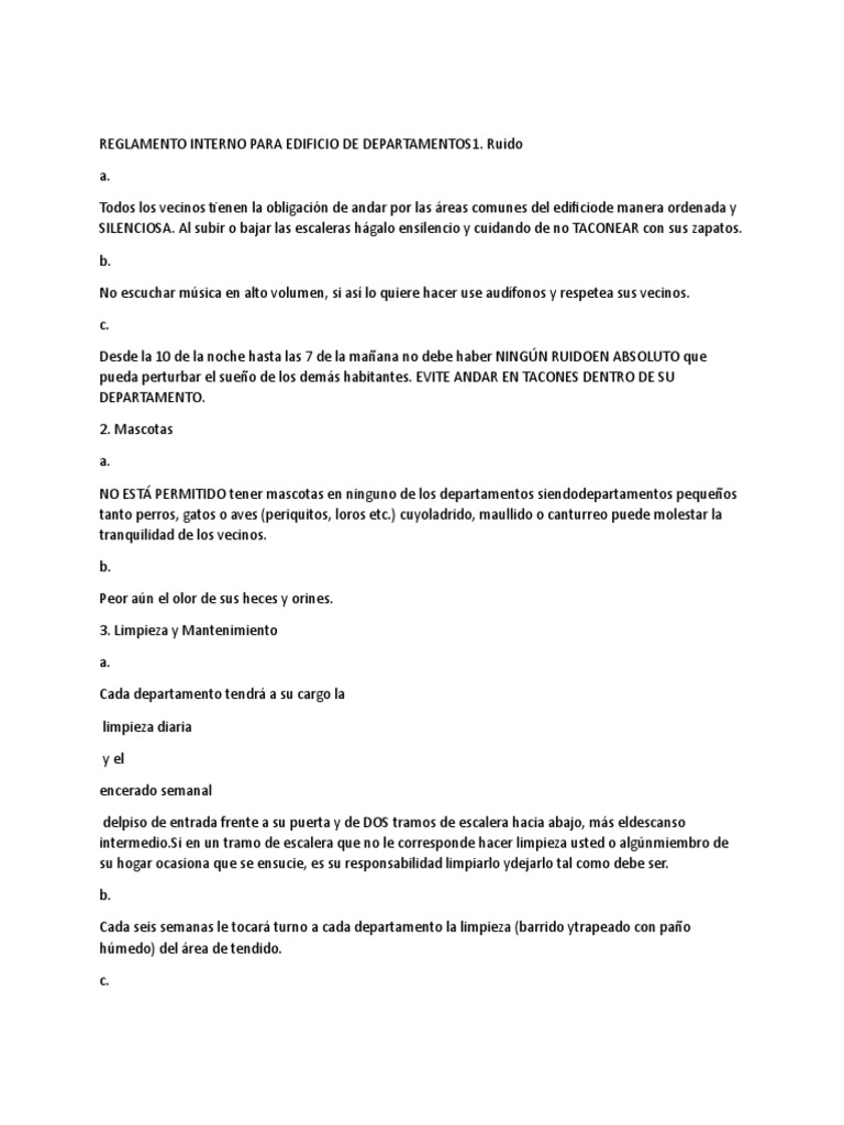 Reglamento Interno para Edificio de Departamentos1 | PDF