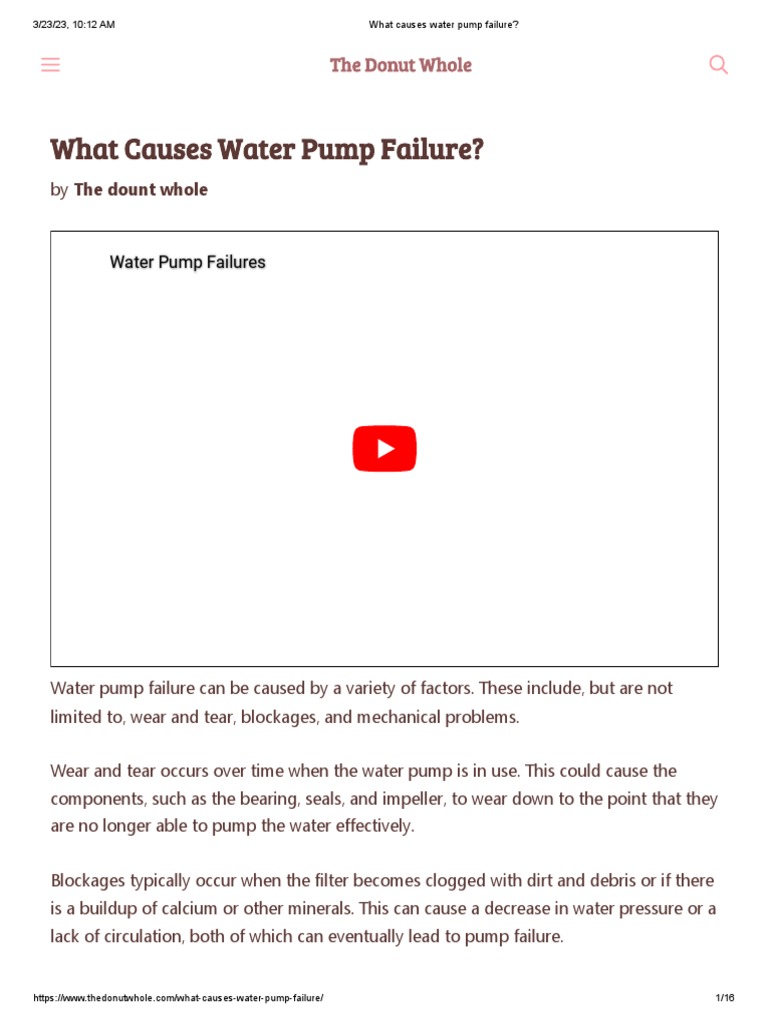 Five 5 Causes Of Water Pump Failure