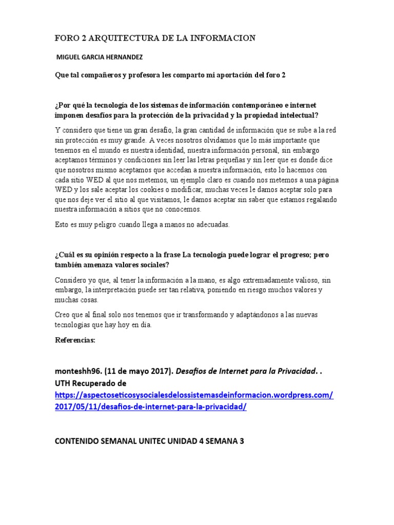 Foro - 2 Arquitectura de La Informacion | PDF