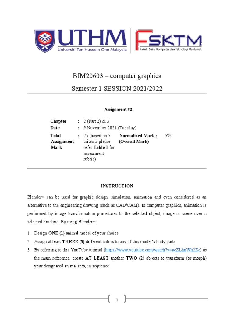 Assignment 2 | PDF | Blender (Software) | Computer Graphics