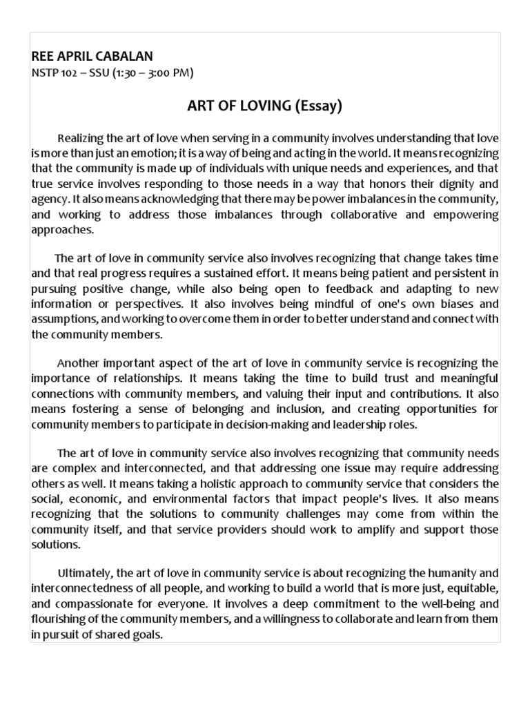 Art of Loving (NSTP 102) | PDF