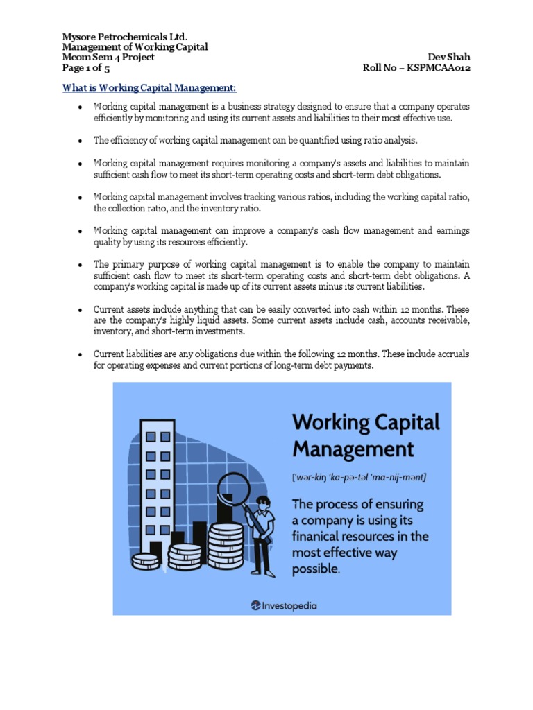 Financial Management Project Roll No KSPMCAA012 Dev Shah Mcom Part 2 Sem 4 2022-2023 Management ...