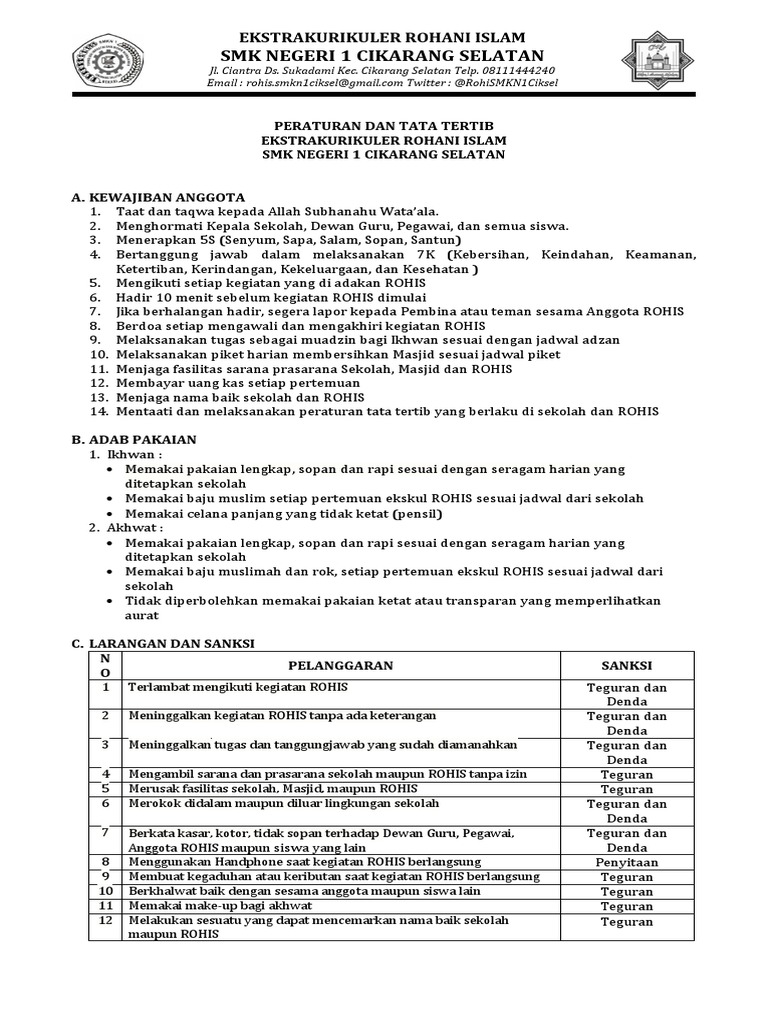 Ekstrakurikuler Rohani Islam | PDF