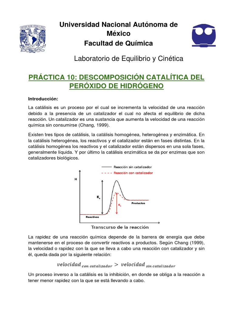 P#10 - Descomposición Catalítica Del Peróxido de Hidrógeno | PDF ...