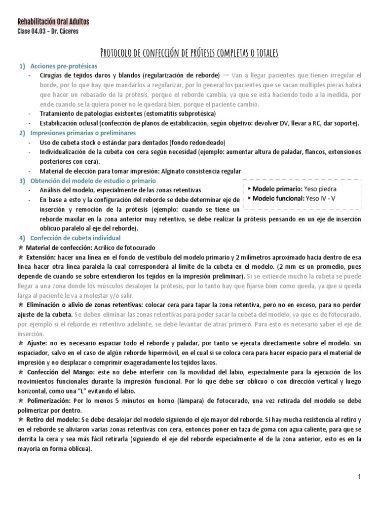 2) Protocolo Prótesis Totales 04.03 | PDF | Dentadura postiza | Odontología