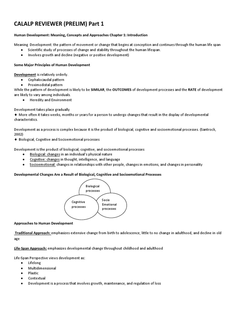 CALALP REVIEWER (PRELIM) Human-Development | PDF | Learning | Developmental Psychology