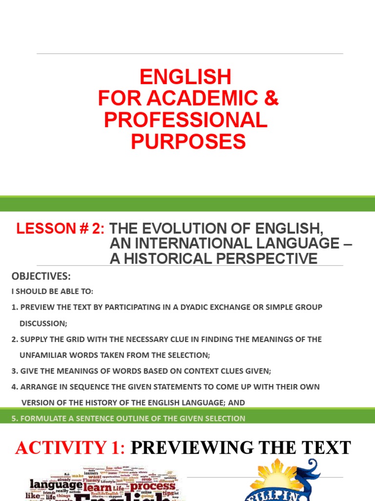 Lesson # 2 The Evolution of English | PDF | English Language ...