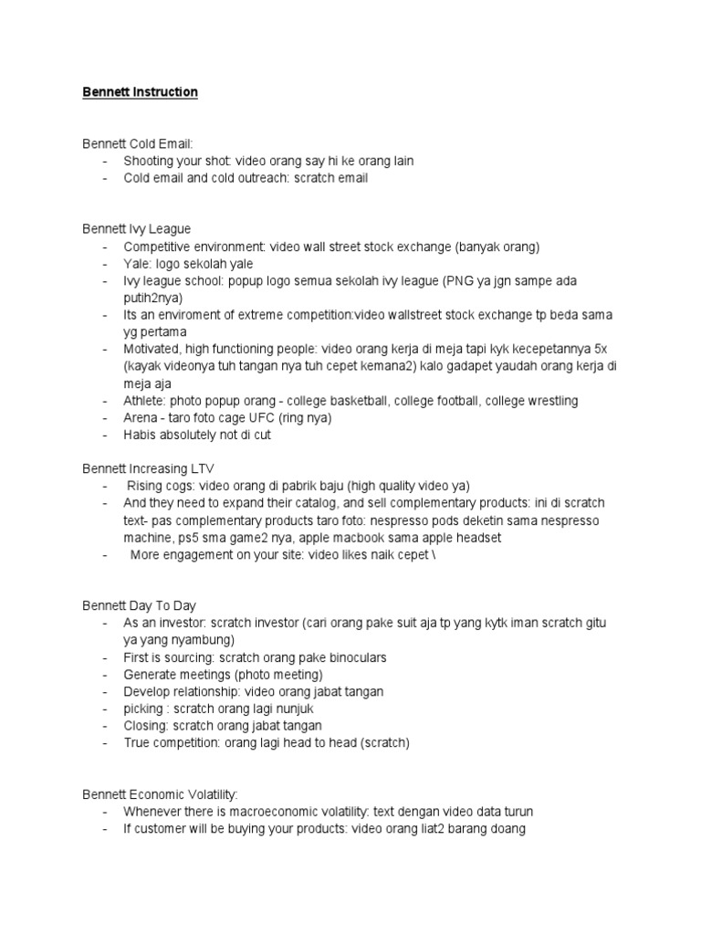 Bennett Instruction | PDF