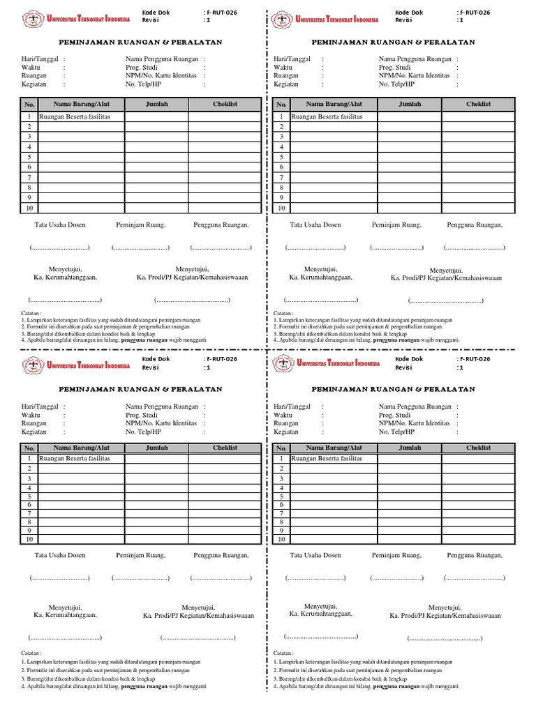 Form Peminjaman Ruang | PDF