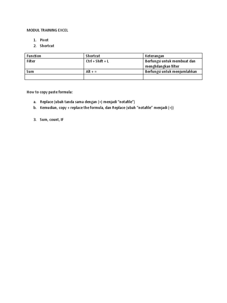 Modul Training Excel | PDF