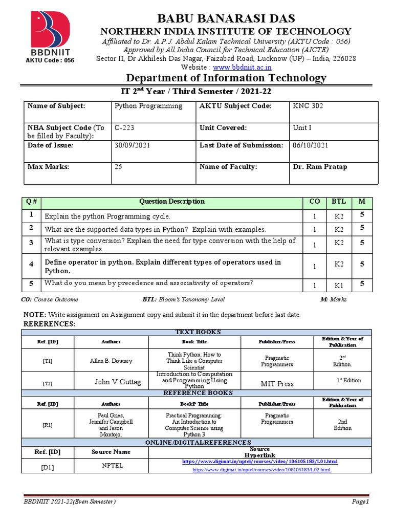 Assignment 1 Python 2021-22 | PDF | Computing | Software Development