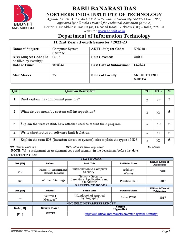 Computer System Security An Assignment On Key Concepts Like Confinement Principle System Call