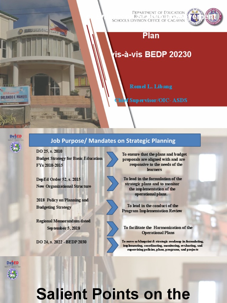 E SIP Overview Vis A Vis BEDP 2030 | PDF | Learning | Educational ...