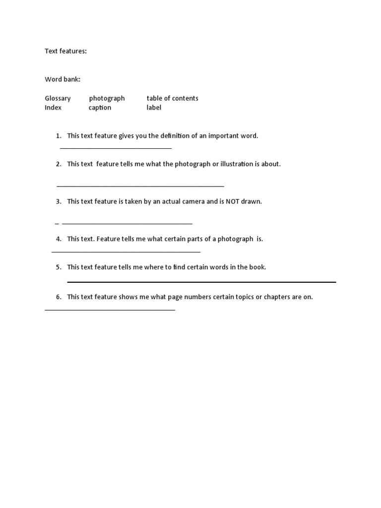 Understanding Text Features: A Guide to Common Elements Found in Non ...