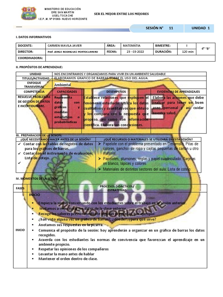 23 Mar - Mat Representa Graficos de Barras | PDF | Evaluación | Agua