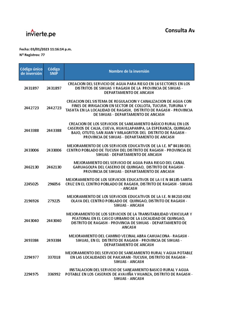 Ragash - ConsultaAvanzada4 | PDF | Infraestructura | Transporte