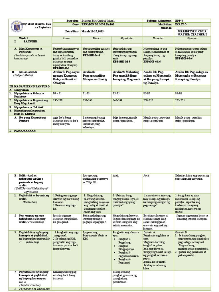 DLL Epp4 H.E. Week 5 & 6 | PDF