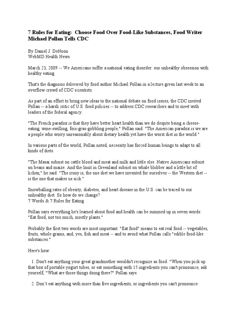 7 Rules For Eating | PDF | Diet (Nutrition) | Diet & Nutrition