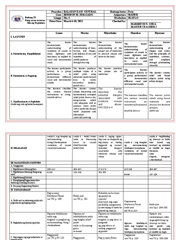 YUNIT 3 WK 4 Mapeh | PDF | Artistic Techniques
