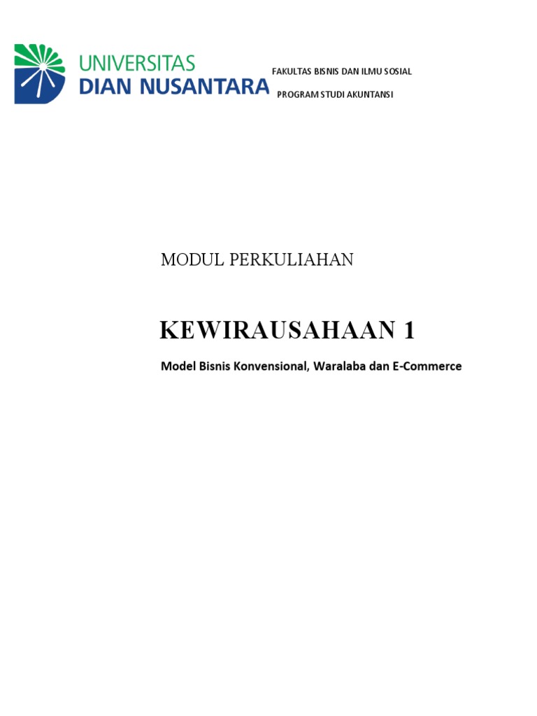 MODUL Kewiraushaaan 1 - 5.model Bisnis Konvensional, Waralaba Dan E-Commerce | PDF | Karier ...