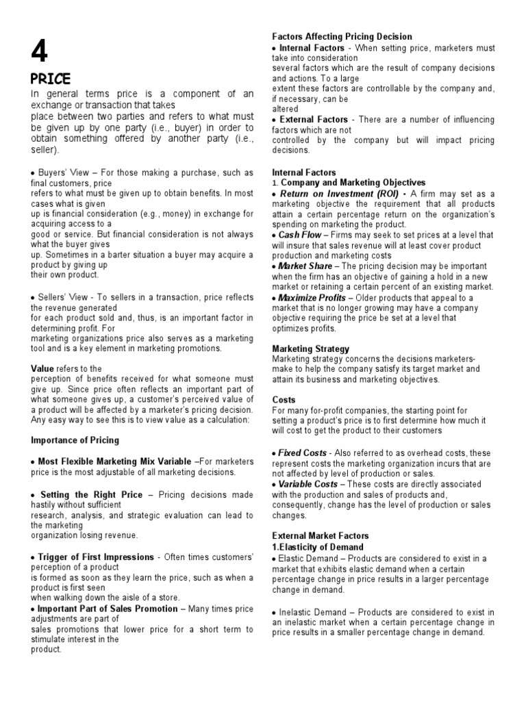 Price: Factors Affecting Pricing Decision | PDF | Pricing | Marketing