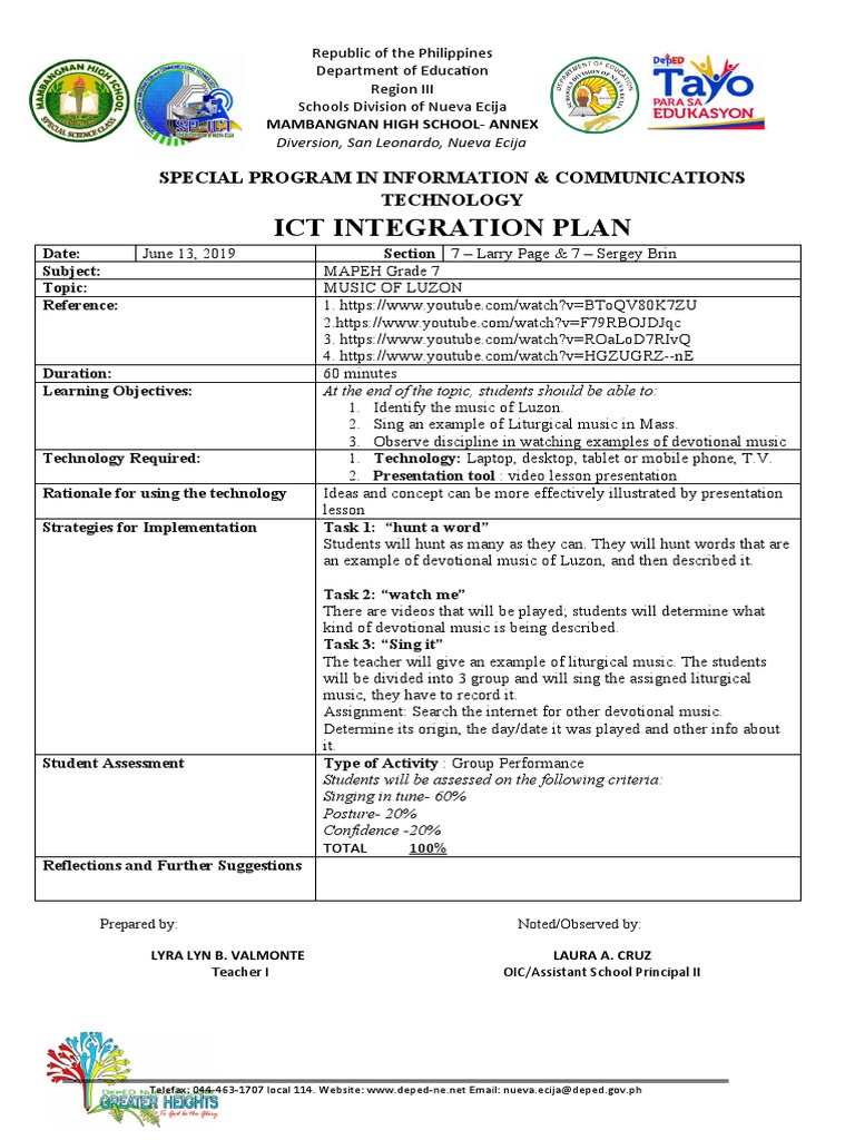 ICT Integration-plan_MAPEH-JUNE-OCT.docx | PDF | Educational Technology ...