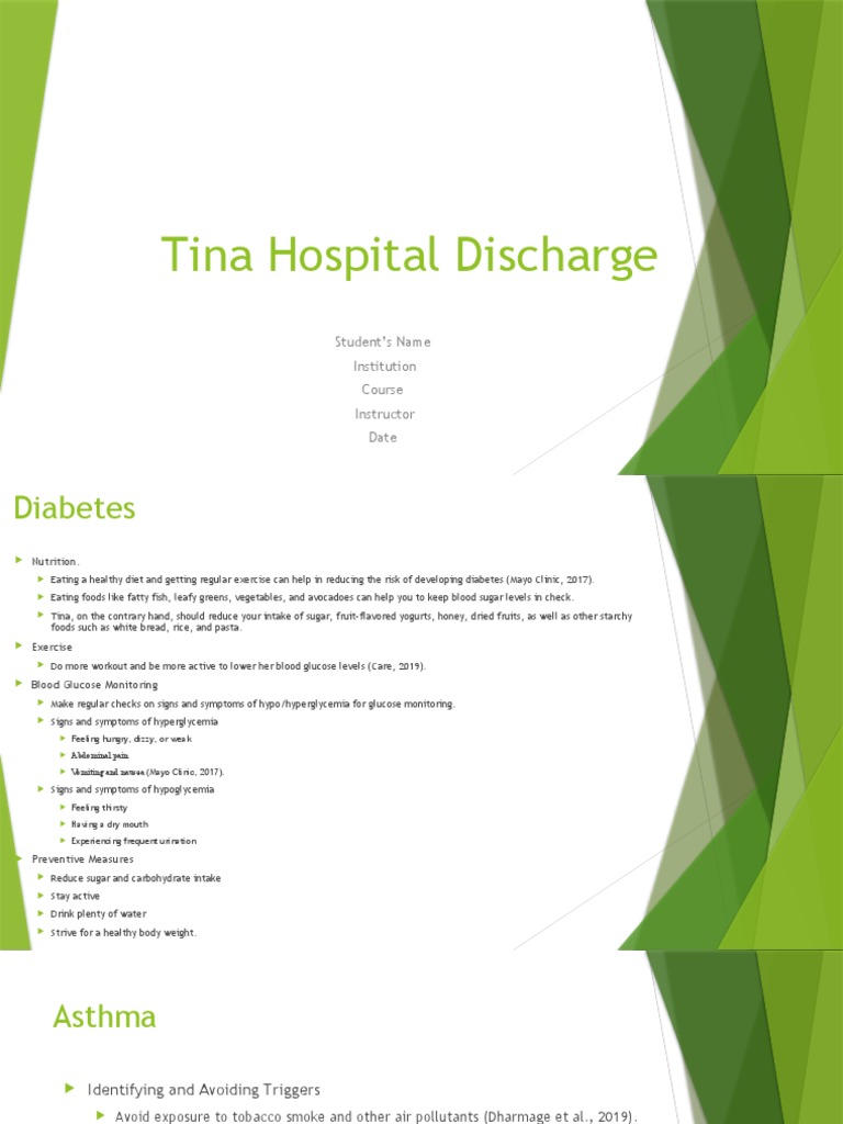 Tina Hospital Discharge Instructions Covering Diabetes Management ...