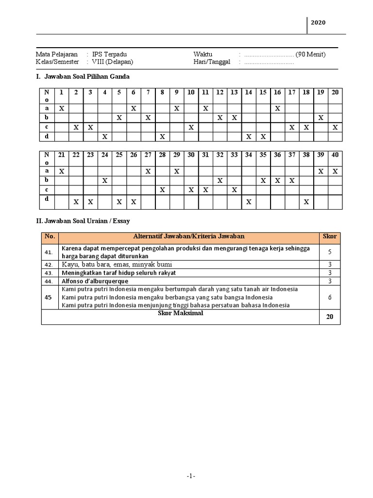 Kunci Jawaban Pat Ips Kelas 8 TP 2020-2021 | PDF
