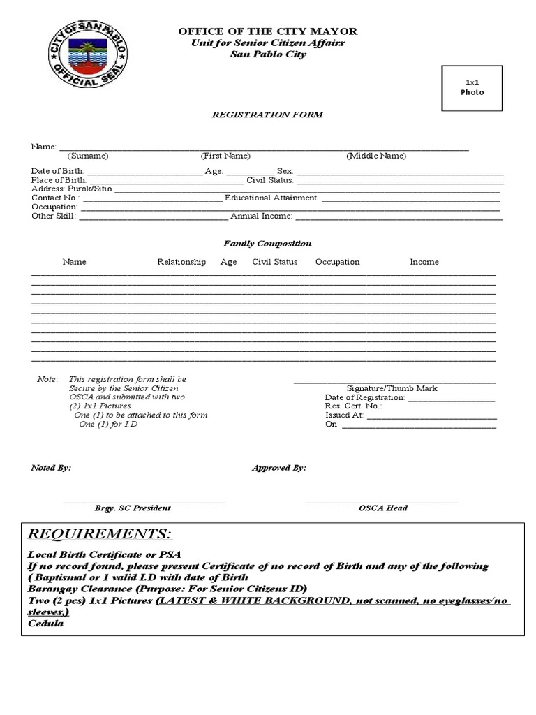 Senior Form | PDF | Authentication | Government