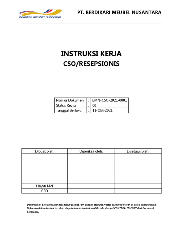 WI Penerimaan Tamu CSO | PDF