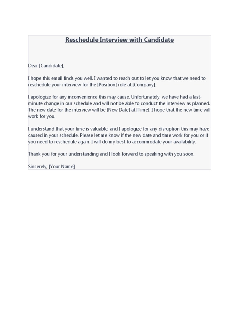 Reschedule Interview with Candidate.docx | PDF