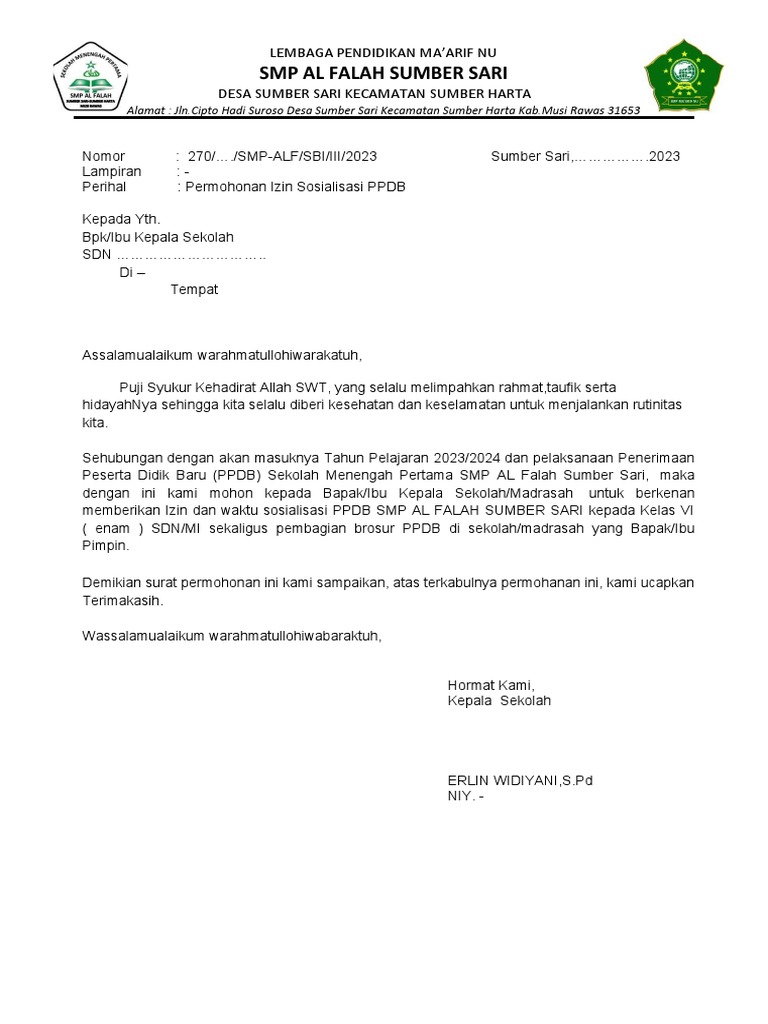 Permohonan Izin PPDB | PDF