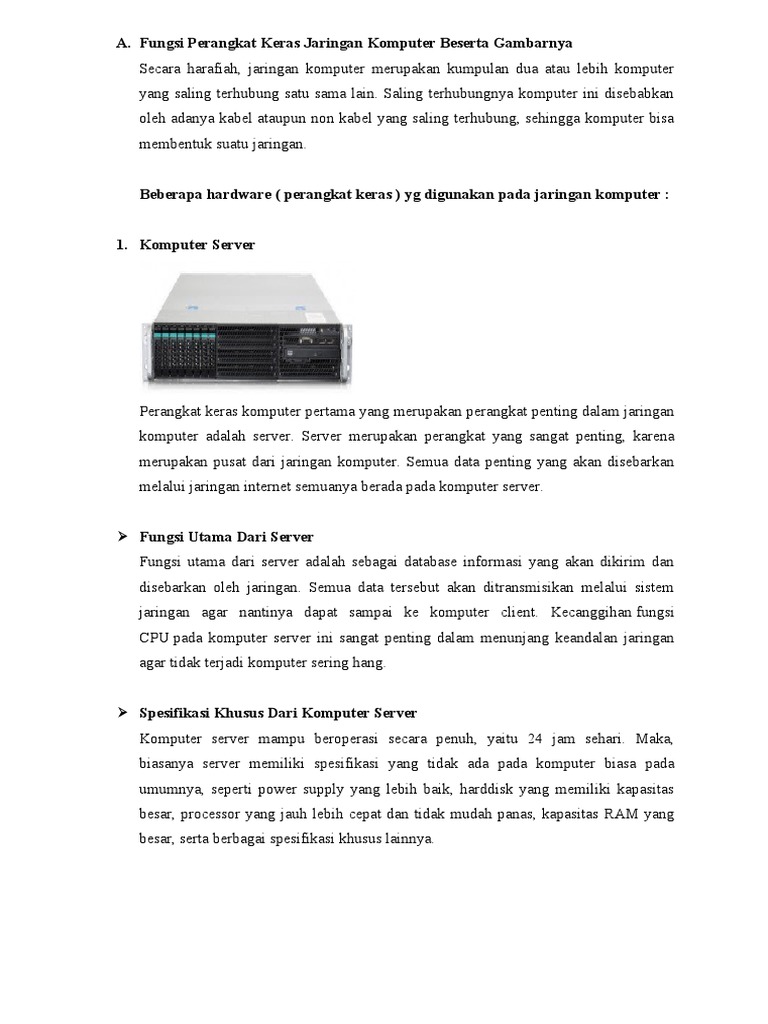 Tik Fungsi Perangkat Keras Jaringan Komputer Beserta Gambarnya | PDF Tik Fungsi Perangkat Keras Jaringan Komputer Beserta Gambarnya | PDF