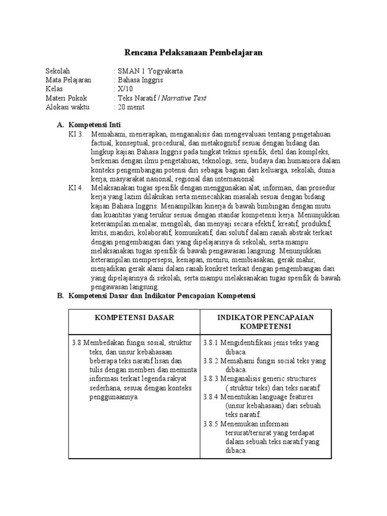 RPP - Narrative Text - DITA PRAMUDIA - 19202244049 | PDF