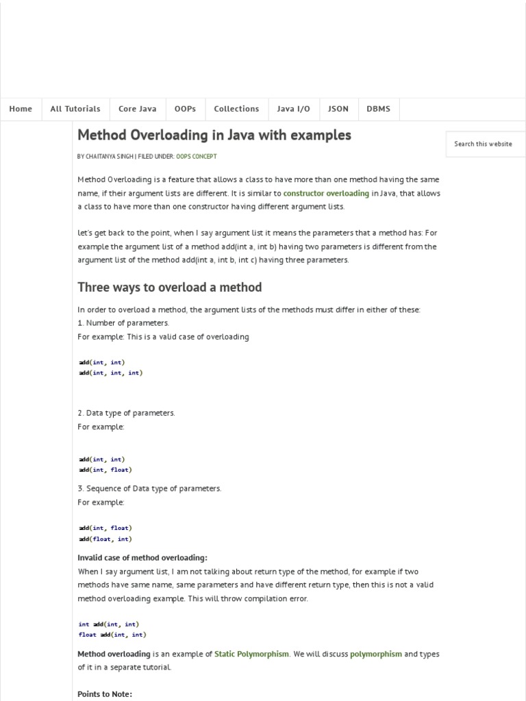 Method Overloading in Java With Examples | PDF | Parameter (Computer ... Method Overloading in Java With Examples | PDF | Parameter (Computer ...