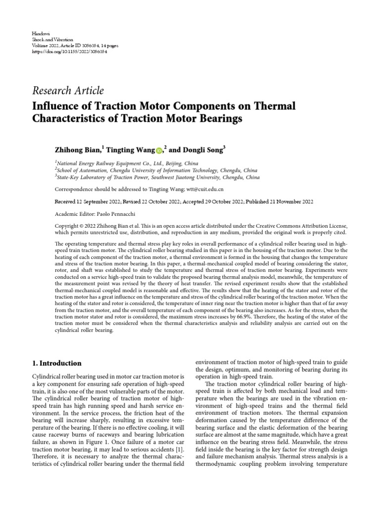 Influence of Traction Motor Components On Thermal | PDF | Electric ...