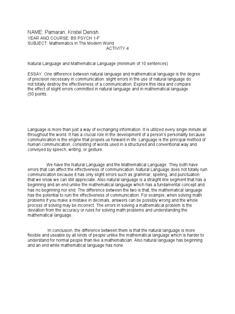 Math Act. 4 | PDF | Communication | Mathematics