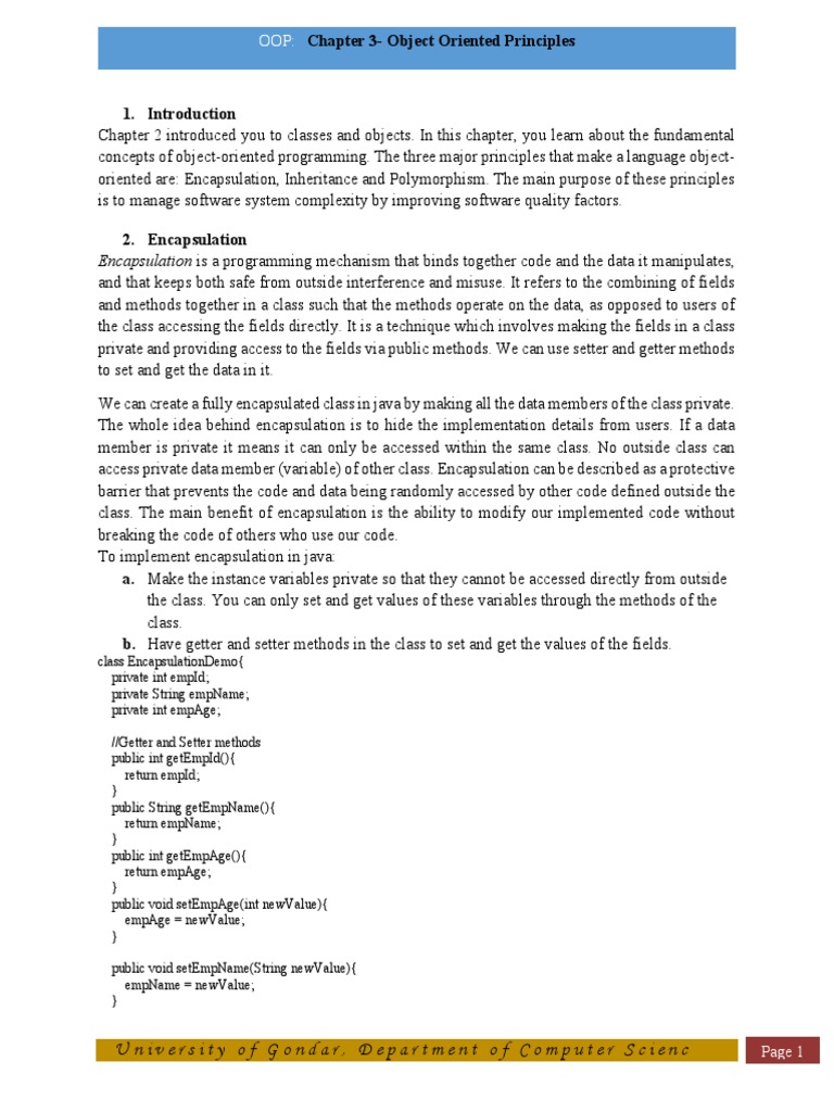 Chapter3-OOP Principles | PDF | Inheritance (Object Oriented Programming) | Method (Computer ...