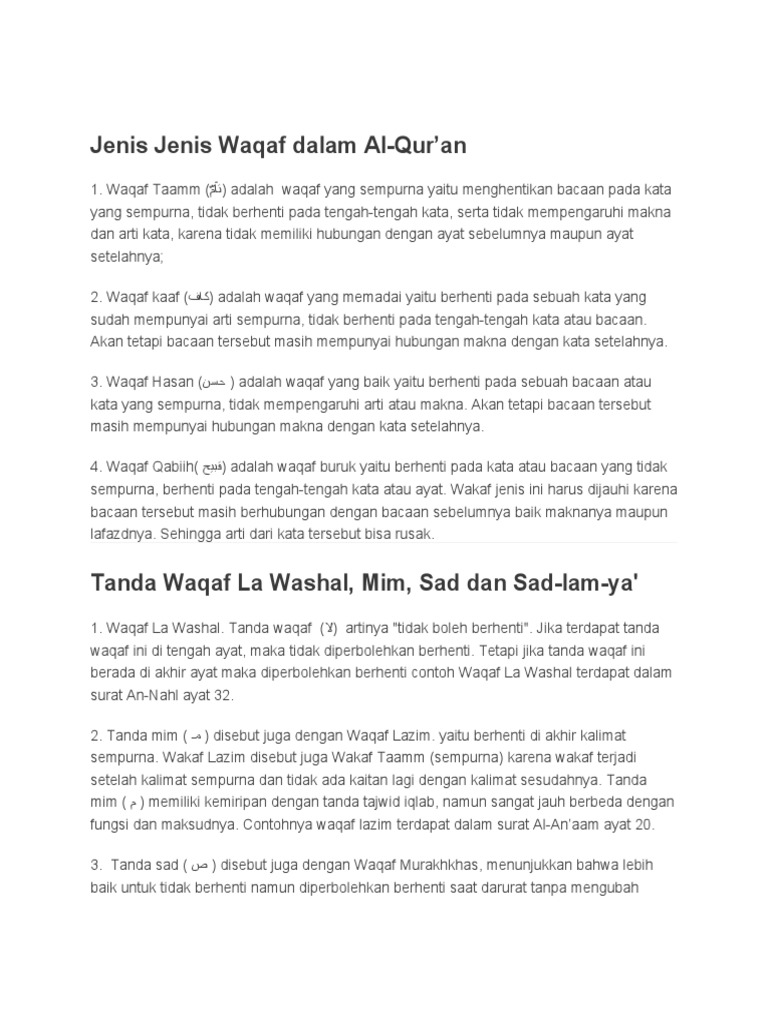Jenis Jenis Waqaf | PDF | Puisi