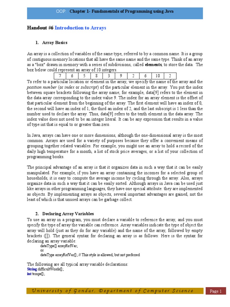 Handout 06 | PDF | Variable (Computer Science) | Data Type