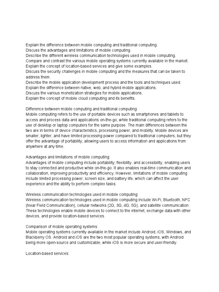 Mobile Computing Pdf Mobile App Mobile Computing
