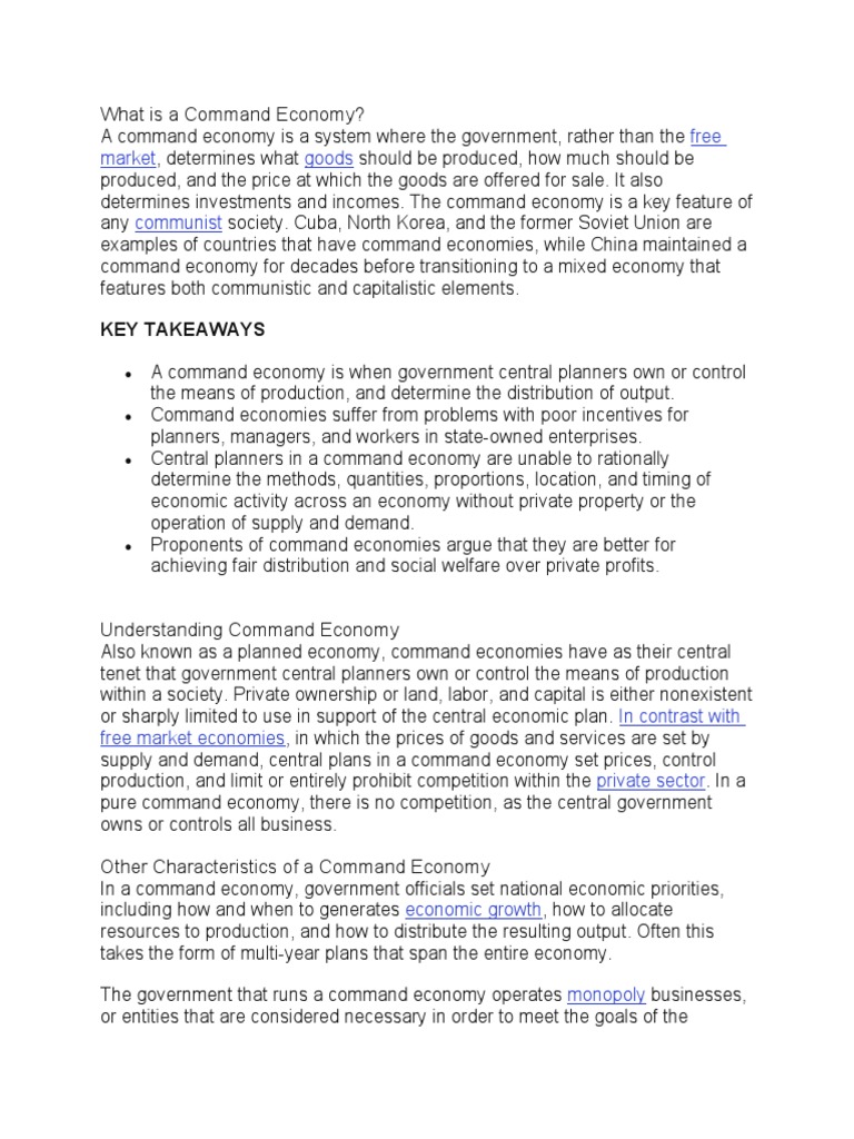 Understanding Command Economies | PDF | Market Economy | Economics