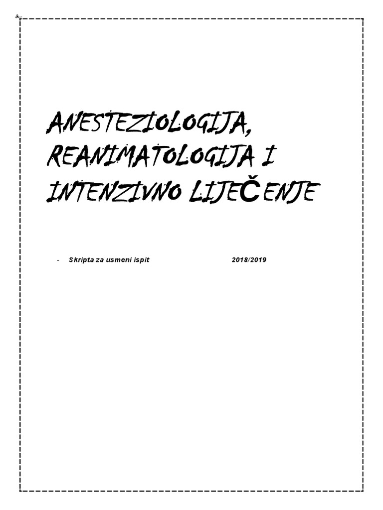 Anestezija Moja Skripta PDF | PDF