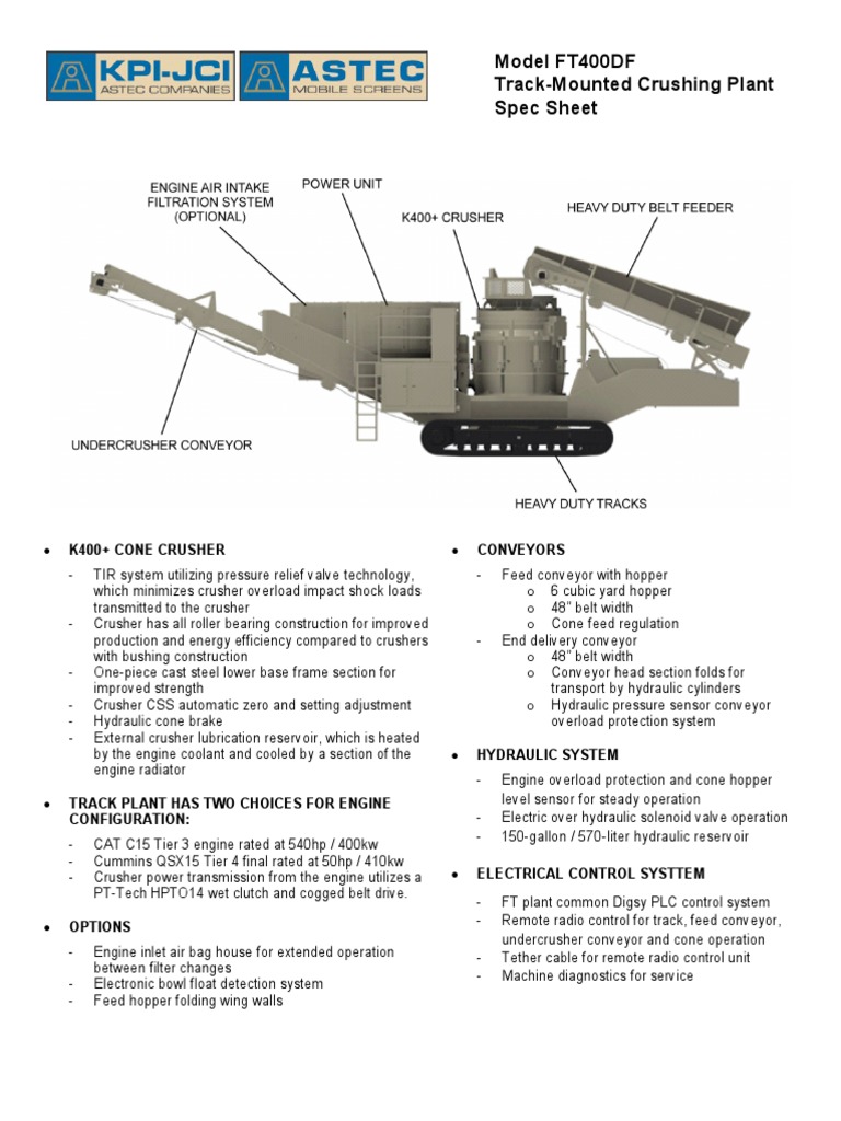 Specification Sheet for the KPI-JCI and Astec Mobile Screens Track ...